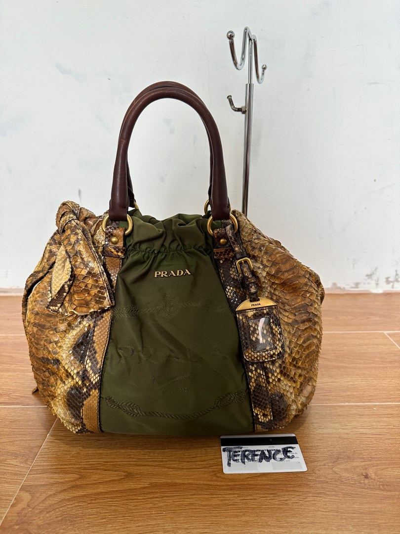 Prada Python Skin Ribbon Tessuto Bag, Luxury, Bags & Wallets on Carousell