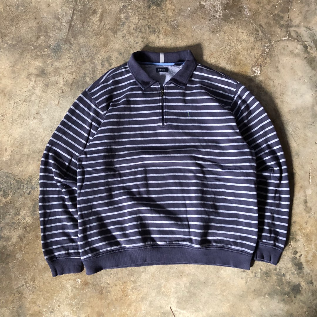 Vintage Lacoste Izod Stripes Pattern Quarter Zip, Men's Fashion, Coats ...