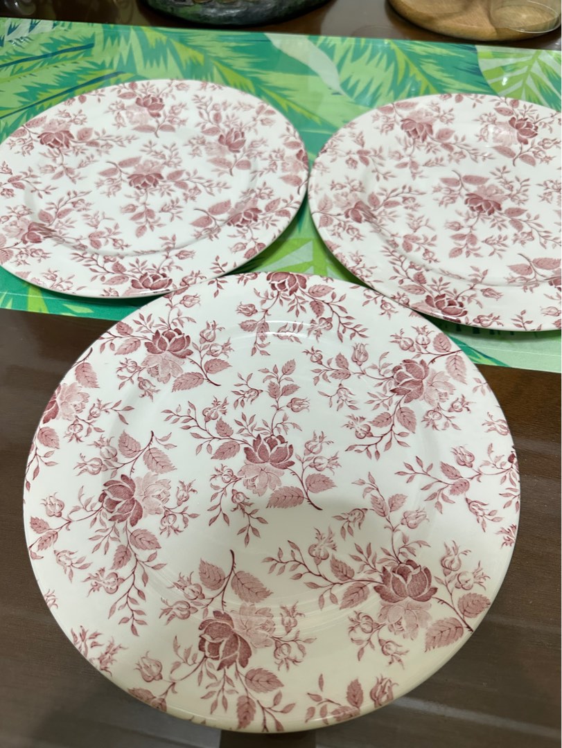 Vintage "Red Toile" English Ironstone Dinner Plates, Furniture & Home ...