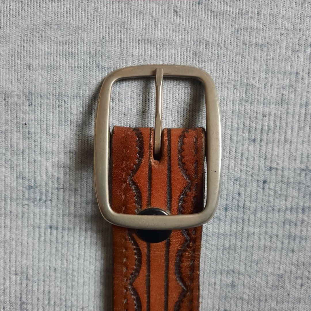 Vintage ships japan garrison emboss made in usa leather belt - 30 to 34 ...