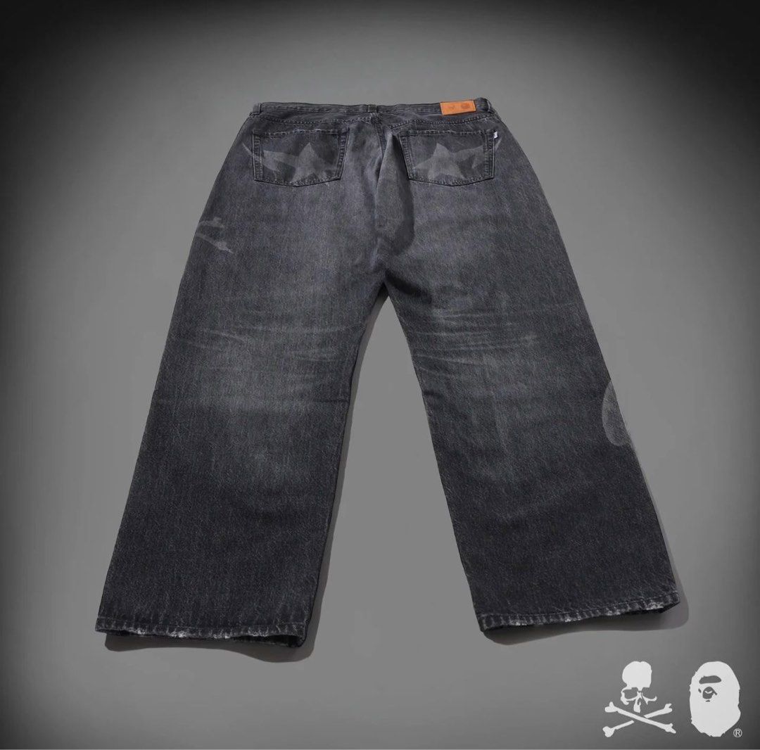 BAPE X MASTERMIND JAPAN WASHED LOOSE FIT DENIM PANTS, Men's Fashion ...