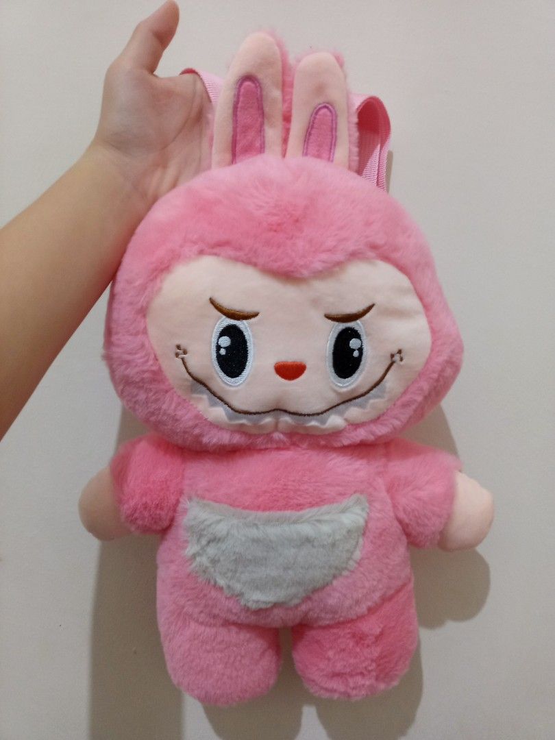 Big Backpack Cute Kawaii Labubu Pink Monster Knapsack Bag Plush Plushie ...