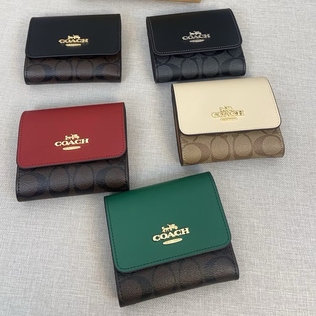 Coach Small Trifold wallet in Colorblock Signature Canvas, Women's ...