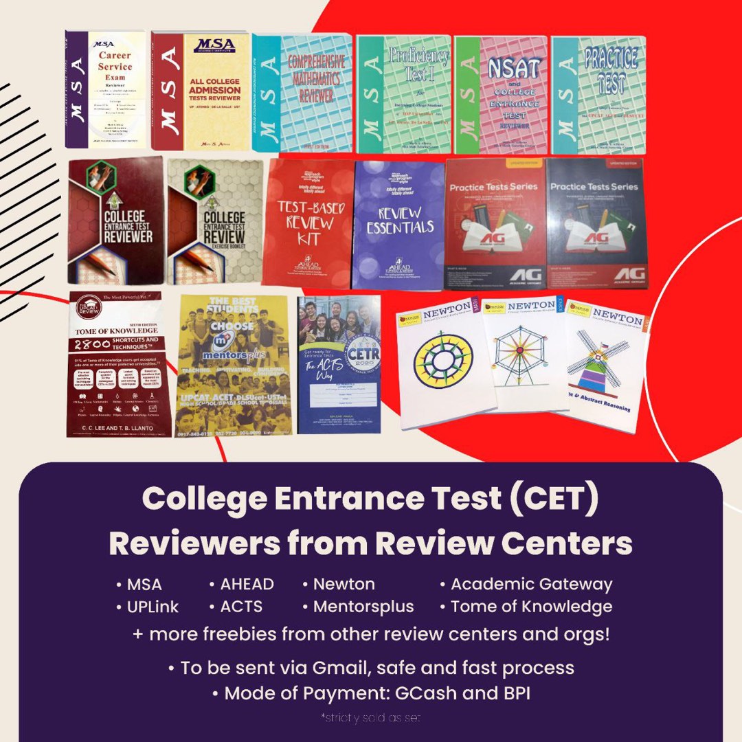 College Entrance Test CET Reviewers from Review Centers - MSA Academic ...
