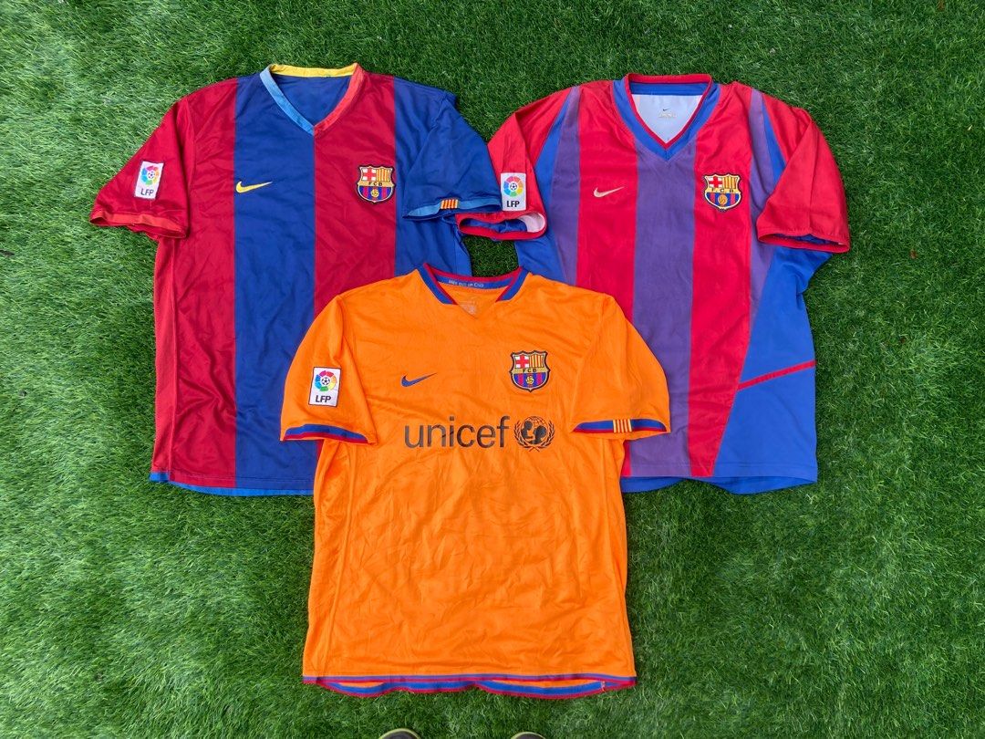 Combo Barcelona 2000s Adidas Nike Jersey Jersi Football kit, Men's ...