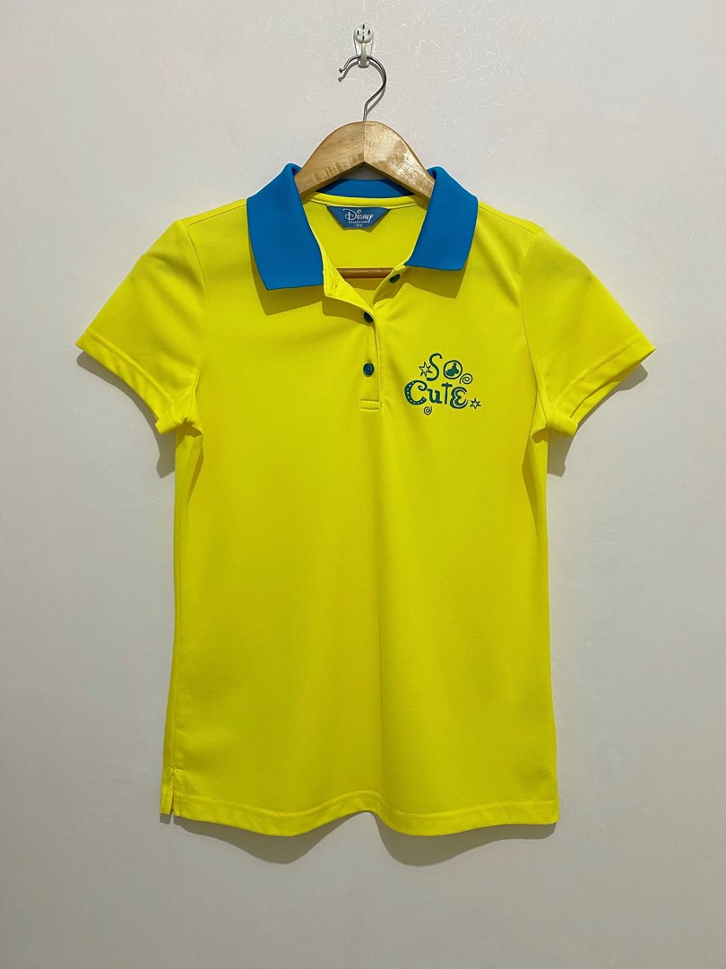 DISNEY contrast collar dry pique polo shirt, Women's Fashion, Tops ...