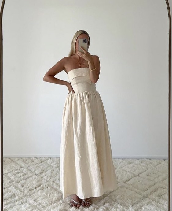 DISSH Allie White Linen Midi Dress, Women's Fashion, Dresses & Sets ...