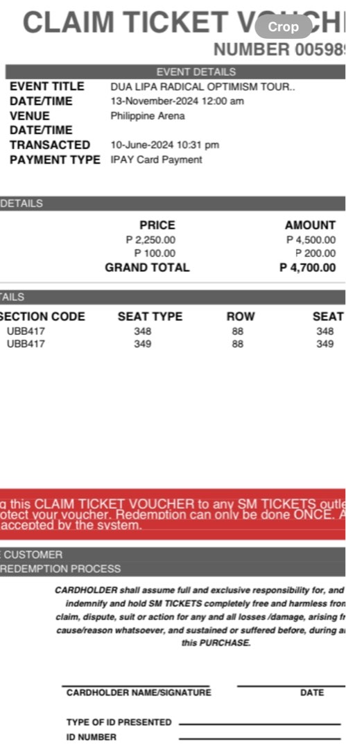DUA LIPA concert ticket 2,250, Tickets & Vouchers, Event Tickets on ...
