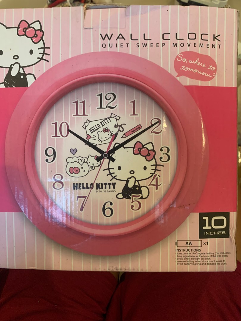 Hello Kitty Pink Wall Clock, Furniture & Home Living, Home Decor ...