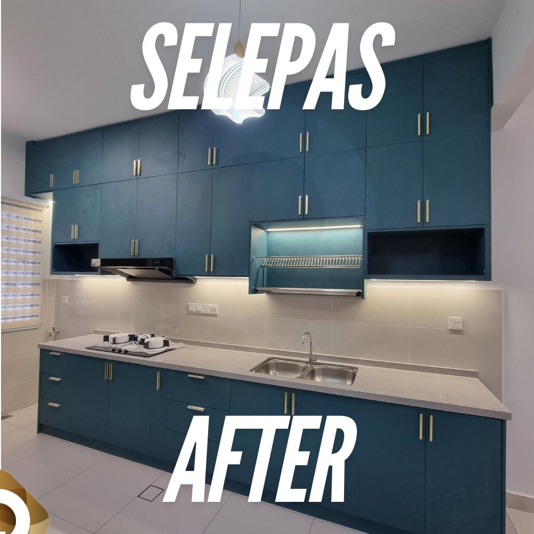 Kitchen cabinet/ kabinet dapur melamine/quartz Stone Top/wall unit full ...