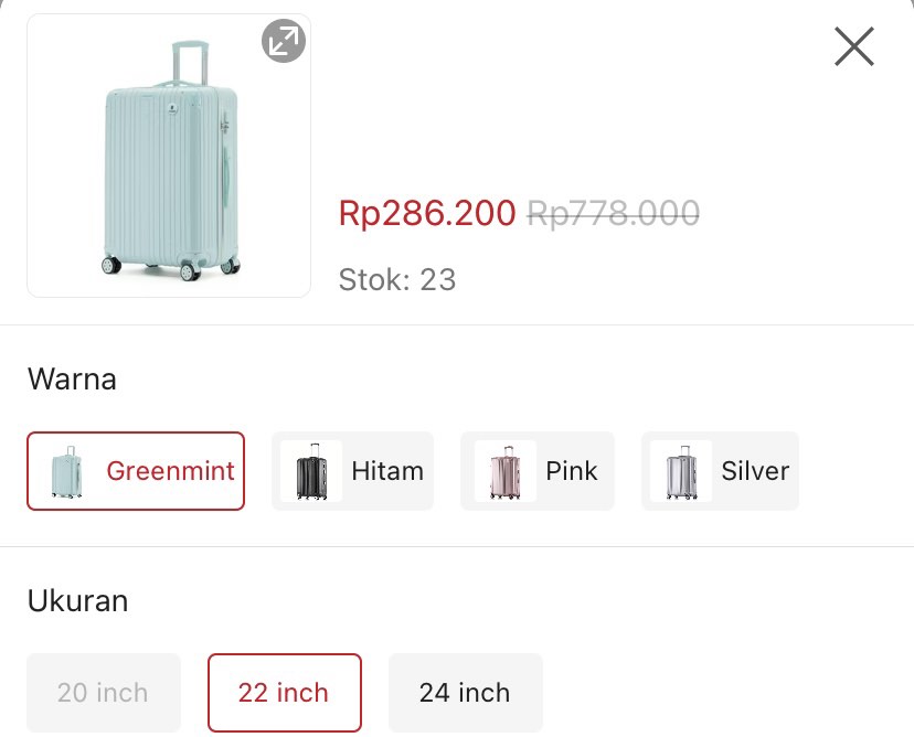 Koper 22 inch baru belum dipakai salah beli ukuran, Serba Serbi, Others ...