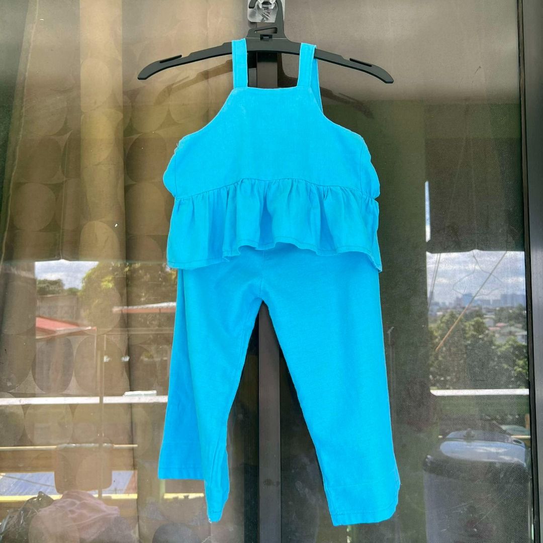 LOCAL LIGHT BLUE PEPLUM TOP AND WIDE LEG PANTS TERNO COORDS GIRLS 2 ...
