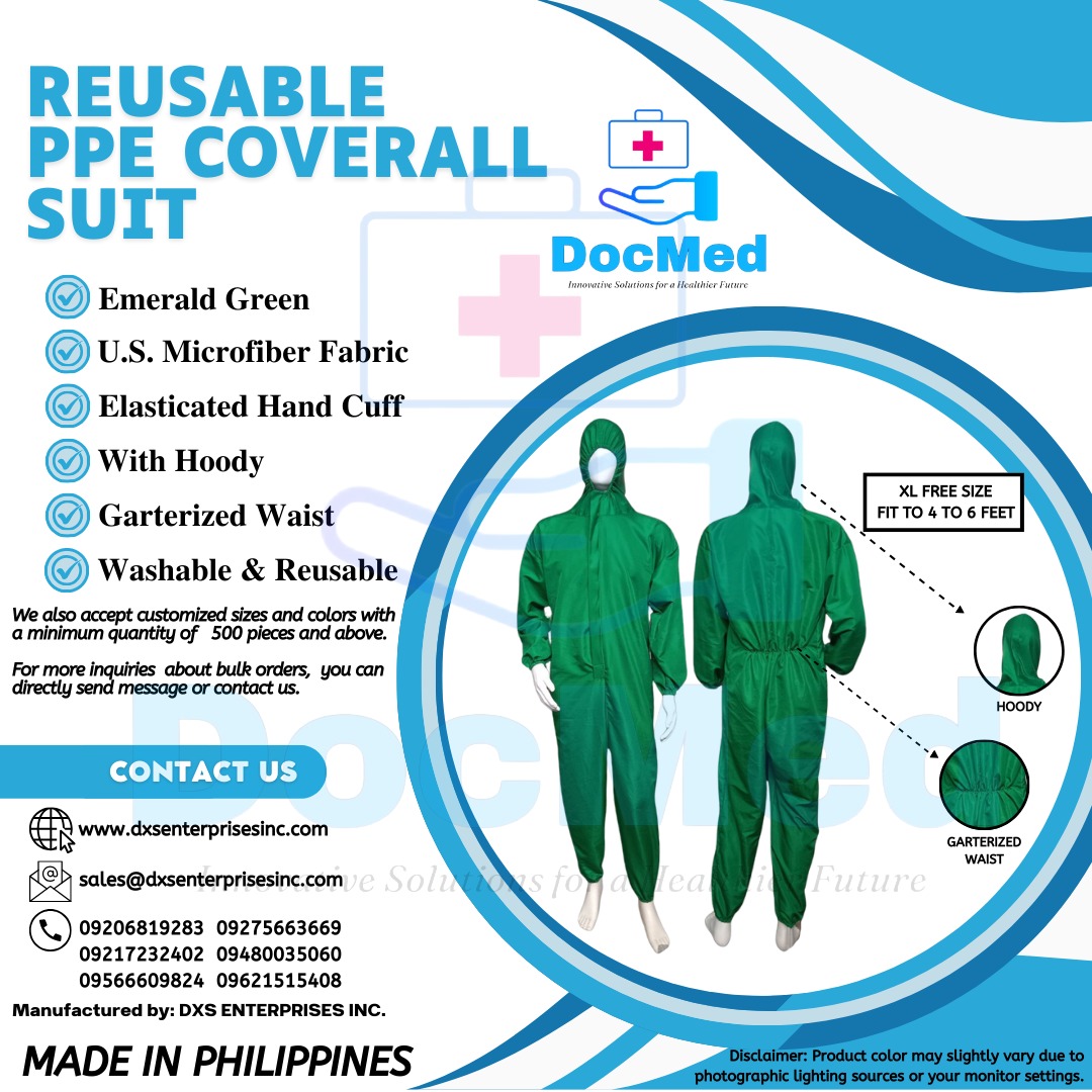 MICROFIBER PPE COVERALL SUIT BUNNY SUIT- AVAILABLE IN EMERALD GREEN AND ...