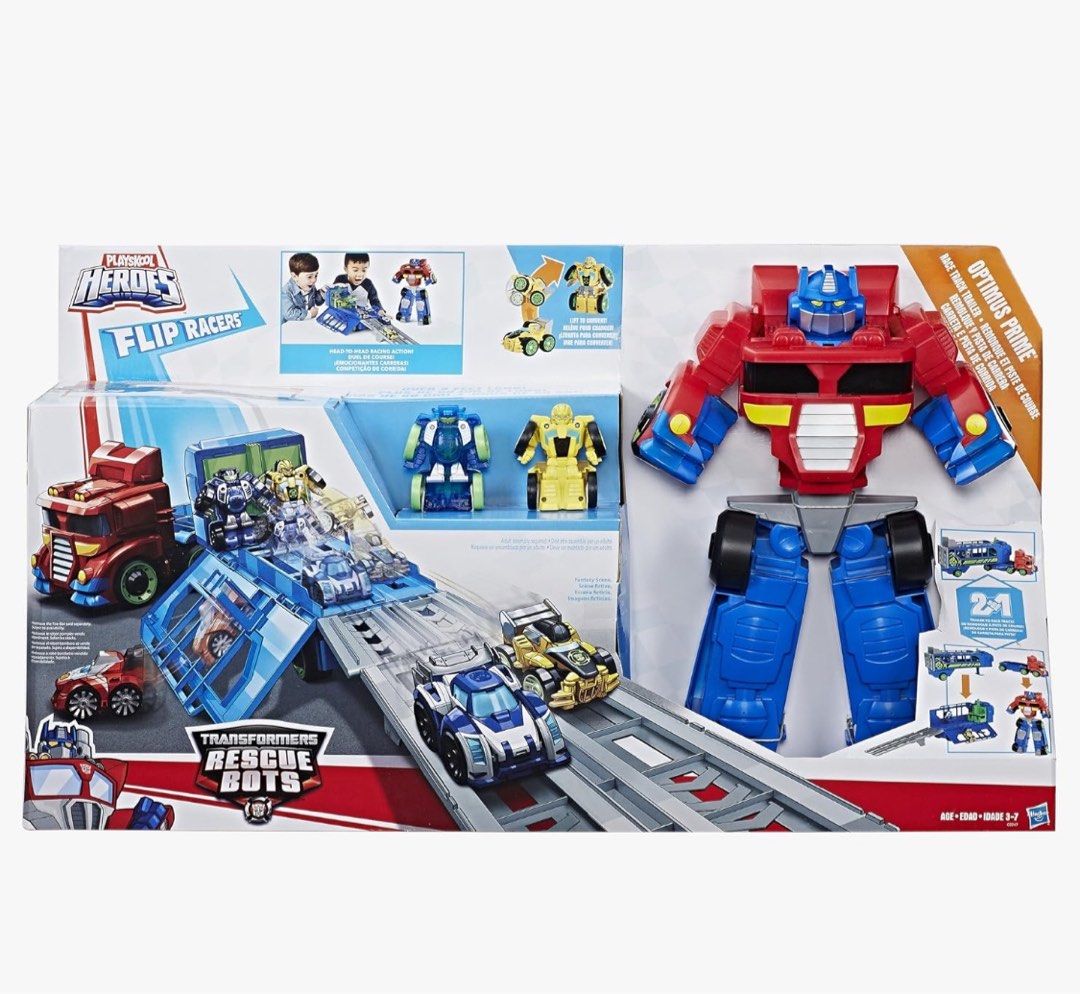 Playskool Heroes Transformers Rescue Bots Flip Racers Optimus Prime ...
