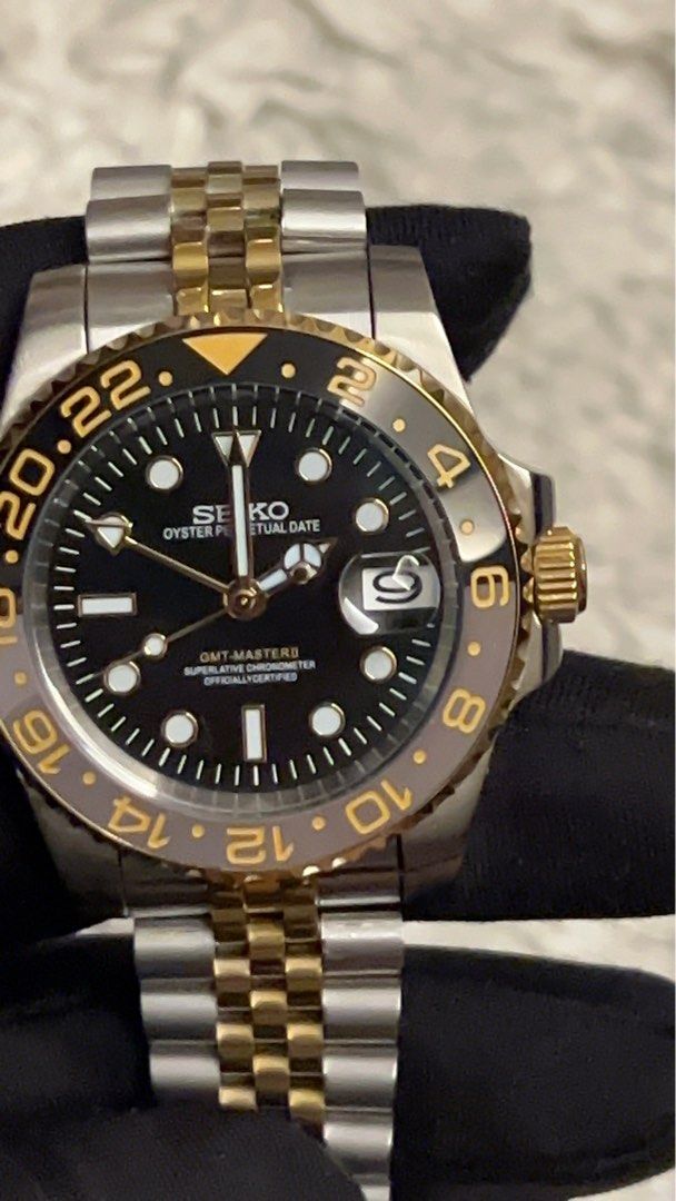 SEIKO GMT CUSTOM HALF GOLD MOD, Men's Fashion, Watches & Accessories ...