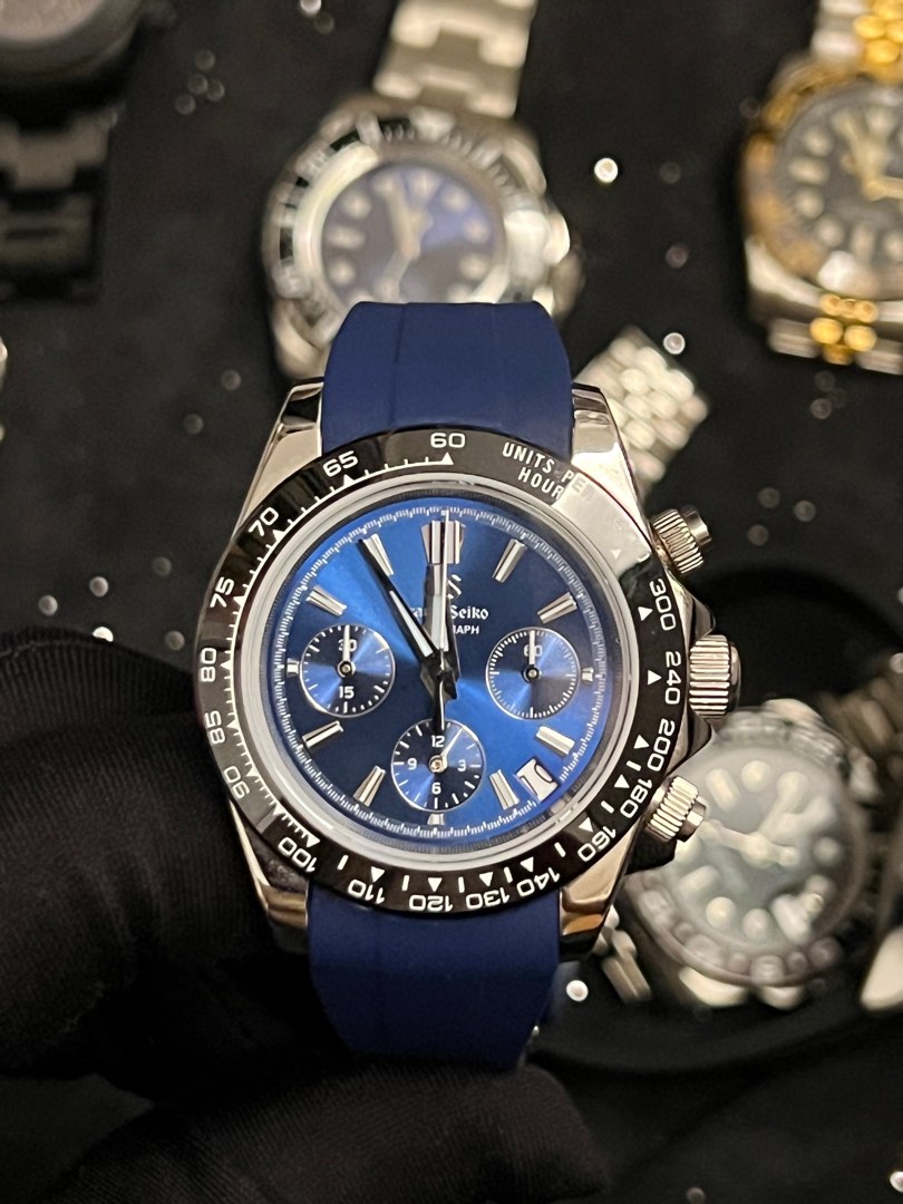 Seiko mod GS BLUE CUstom style watch, Men's Fashion, Watches ...