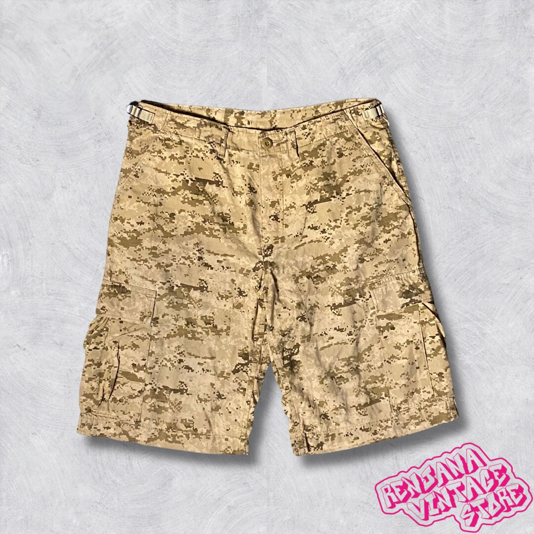 Vintage Military BDU Cargo Ripstop Digital Camouflage Army Desert Camo Tactical Short Pants ...
