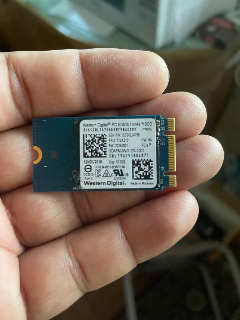 WD PC SN520 NVMe SDAPNUW-512G 512GB SSD M.2 2242 PCle3x 2 For T480 T470 ...