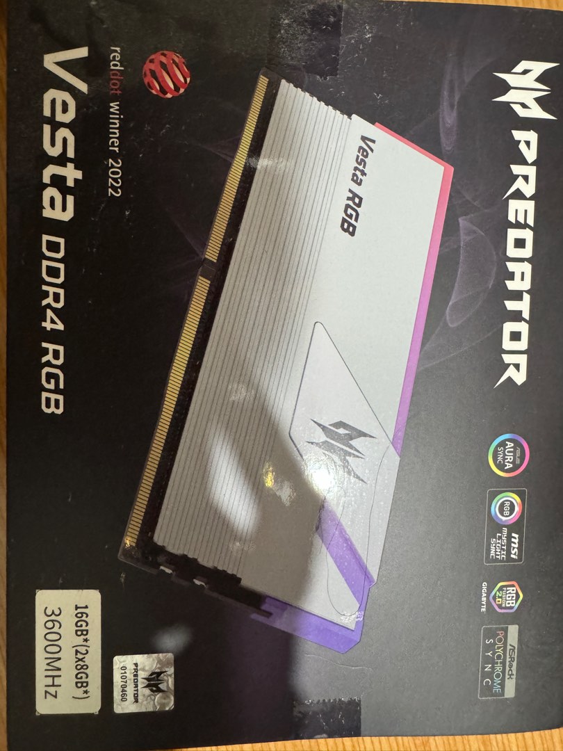 Acer predator vesta DDR4 3600Hz 8x2GB, 電腦＆科技, 電腦周邊及配件, 電腦周邊產品 - Carousell