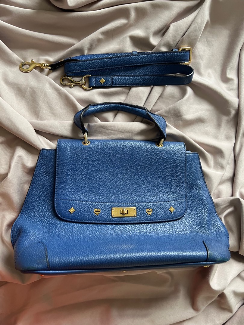 Authentic MCM Two Way Bag Blue, Luxury, Bags & Wallets on Carousell