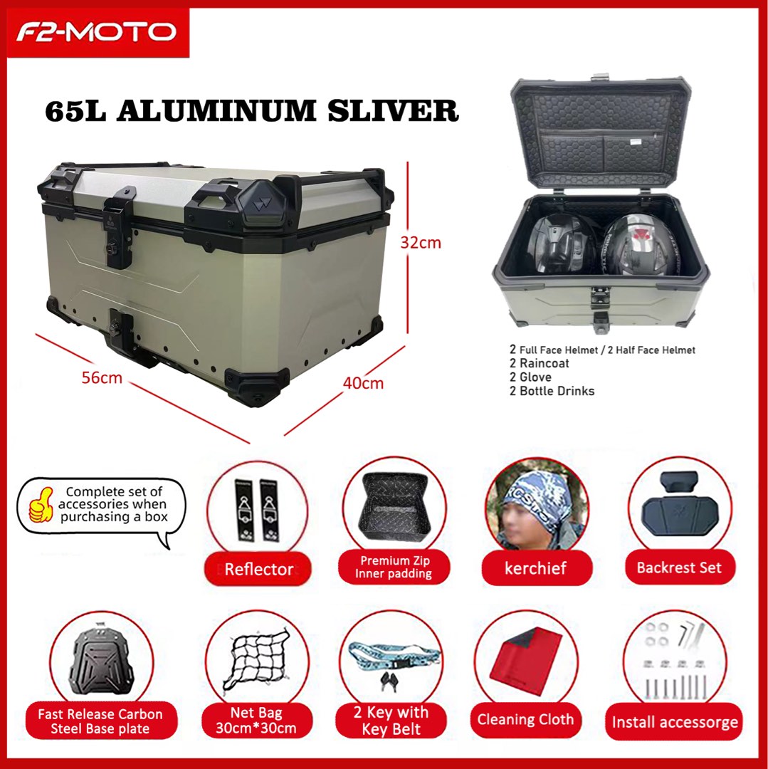 F2-MOTO 45L top box 2021 Sliver without X 5052 Aluminum , Motorcycles ...