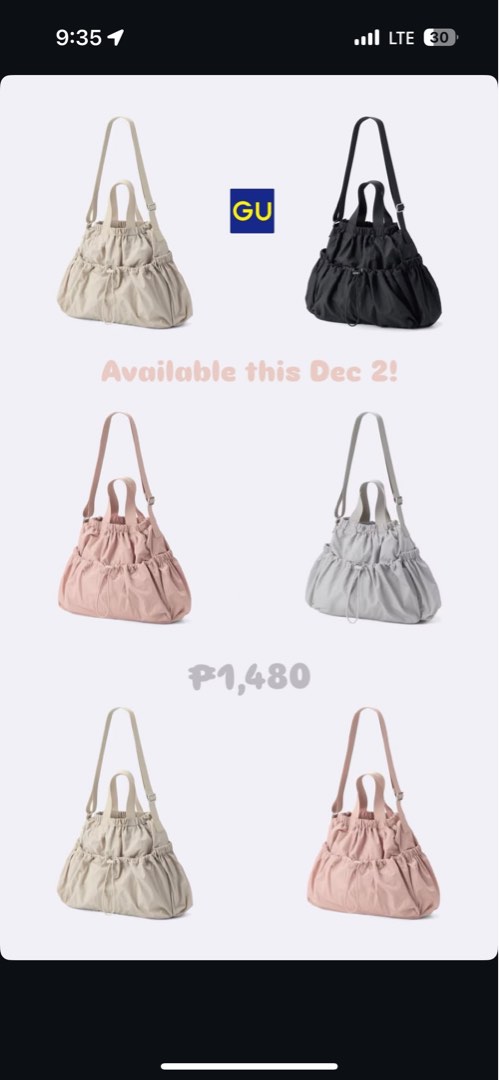 GU bag, Women's Fashion, Bags & Wallets, Shoulder Bags on Carousell