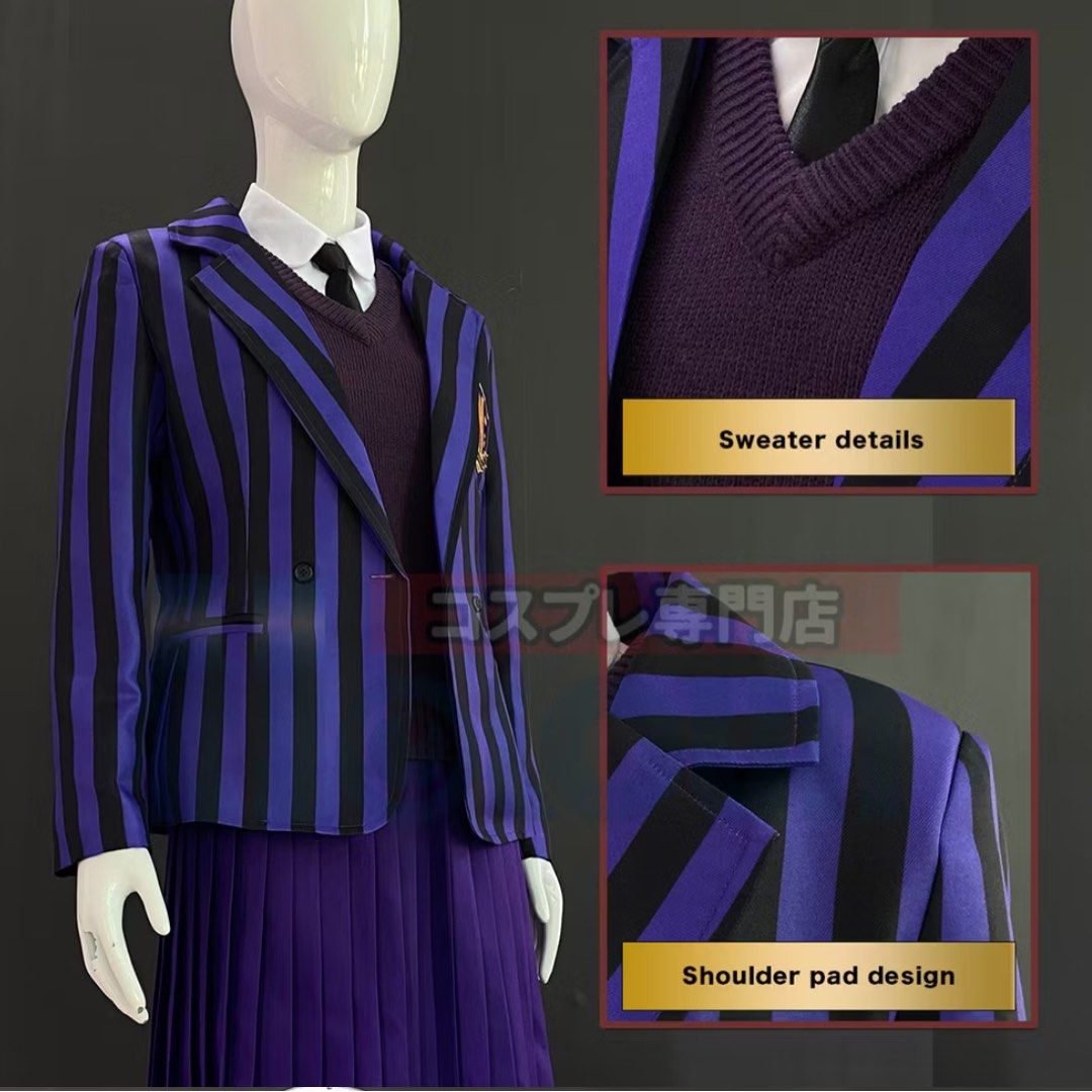 HOLOUN Wednesday Addams Nevermore School Cosplay Costume Uniform Dress ...