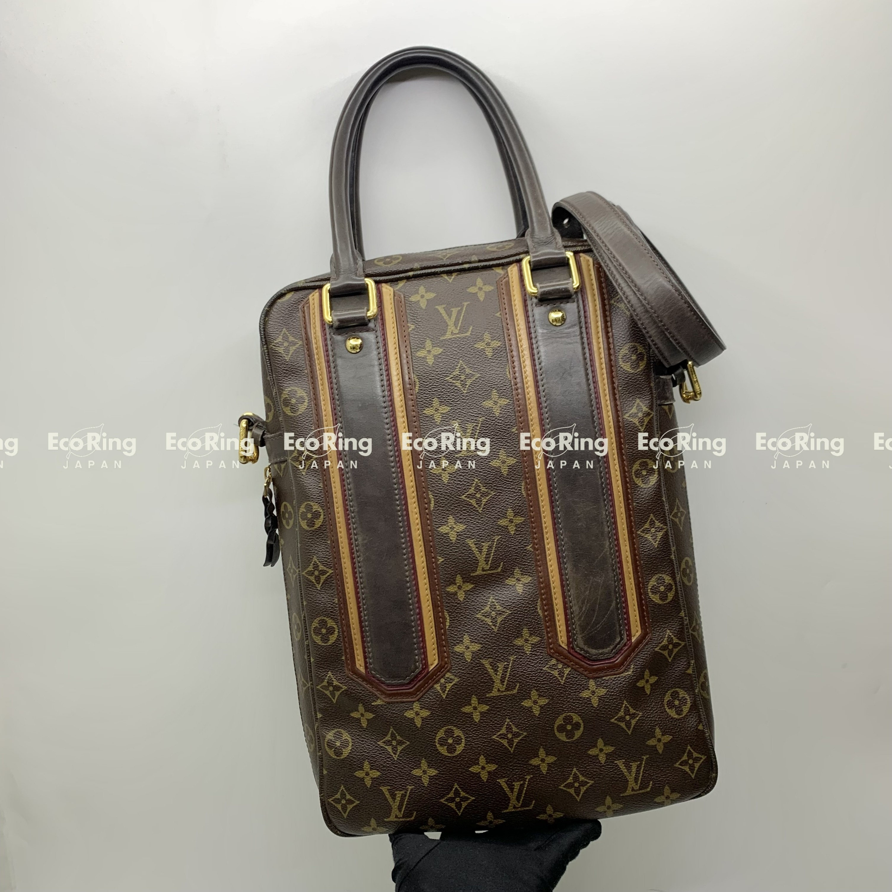 LOUIS VUITTON M95530 MONOGRAM BEQUIA CANVAS PORTE DOCUMENT VERTICAL 2WAY SHOULDER BAG 247061750 ...