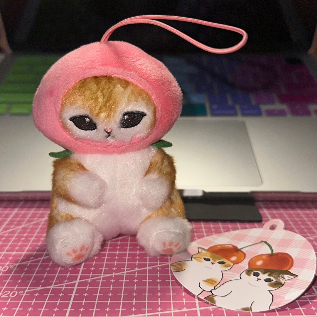 Mofusand Peach Fruit Nyan Mascot Plush Charm Keychain, Hobbies & Toys, Toys & Games on Carousell