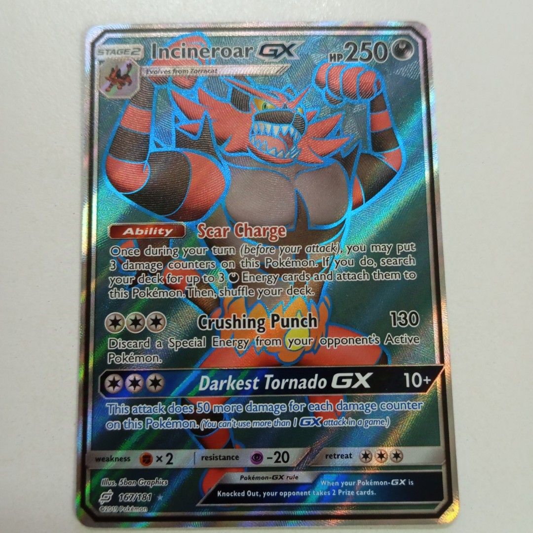 Pokemon TCG - Incineroar GX 167/181 (Full Art Ultra Rare), Hobbies ...