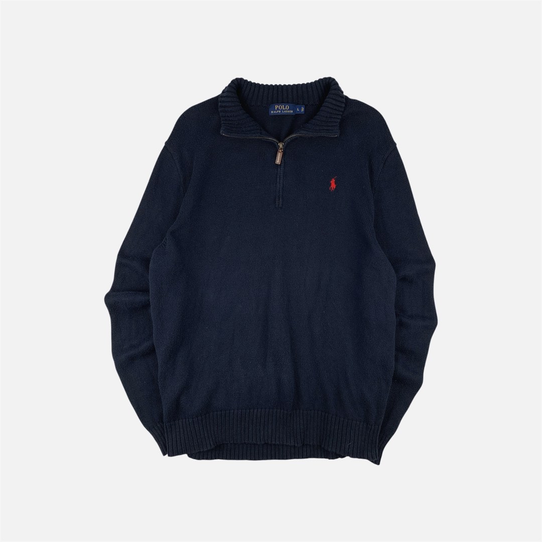 POLO RL Midnight blue Knit Qzip, Men's Fashion, Coats, Jackets and ...