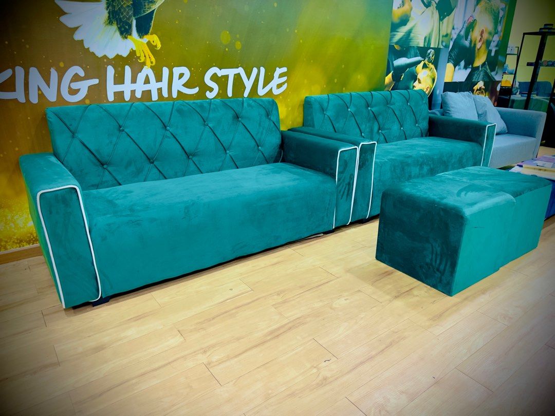 Sofa L Shape Baldu Velvet, Furniture & Home Living, Furniture, Sofas on ...