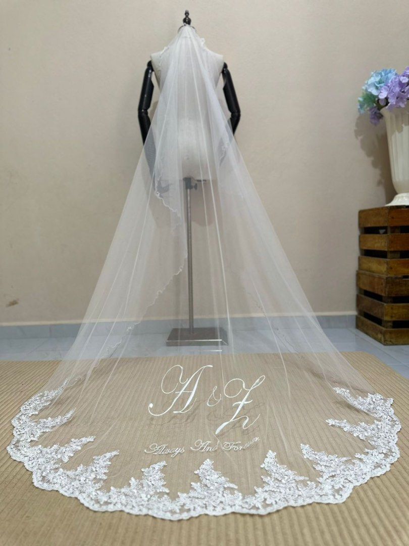VEIL 2 METER WITH A & Z, Women's Fashion, Dresses & Sets, Evening ...