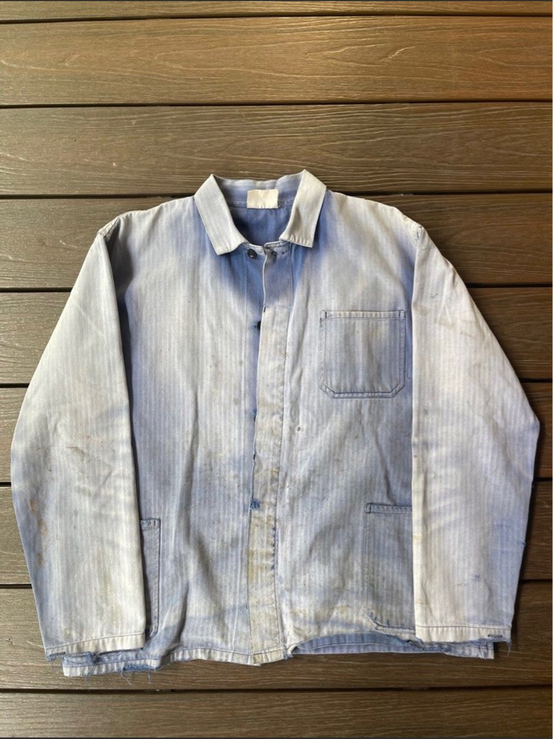 Vintage 1980s French HBT Chore Jacket, Men's Fashion, Coats, Jackets and Outerwear on Carousell