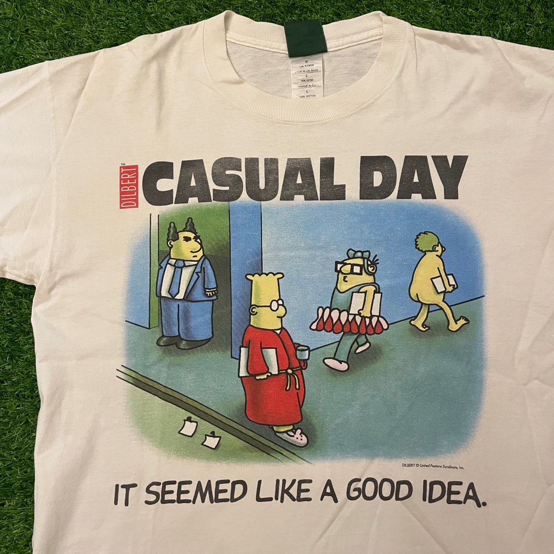 Vintage 90s Dilbert Casual Day Comics Promo Art Tee, Men's Fashion ...
