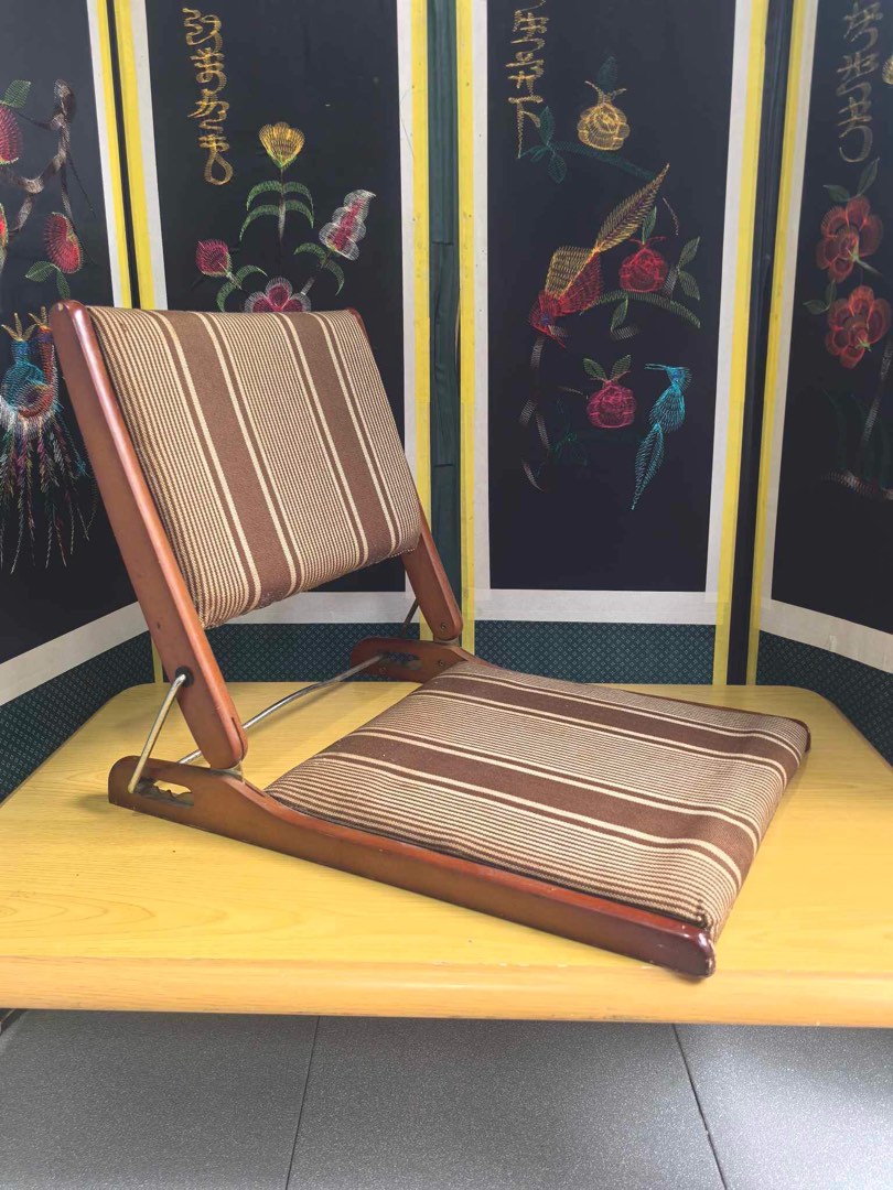 Zaisu Pure Japanese Style Wooden Floor Chair, Furniture & Home Living ...