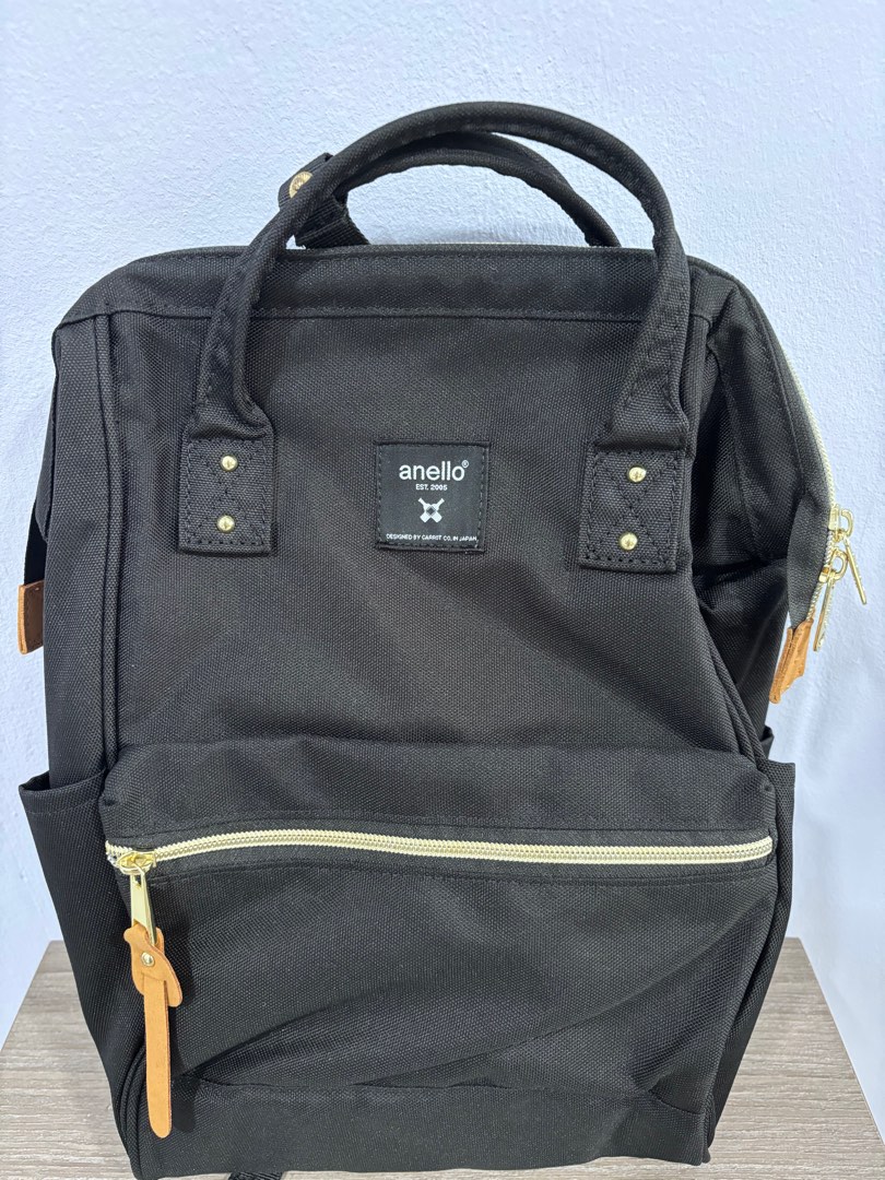 [Free tracked mailing] Anello Kuchigane Backpack Black, Women's Fashion ...