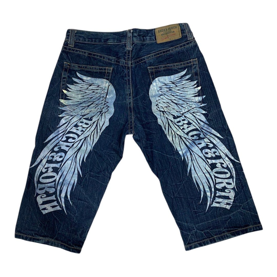Back & Forth Angel Wings Jeans Jorts (Jnco, Baggy, Y2K), Men's Fashion ...