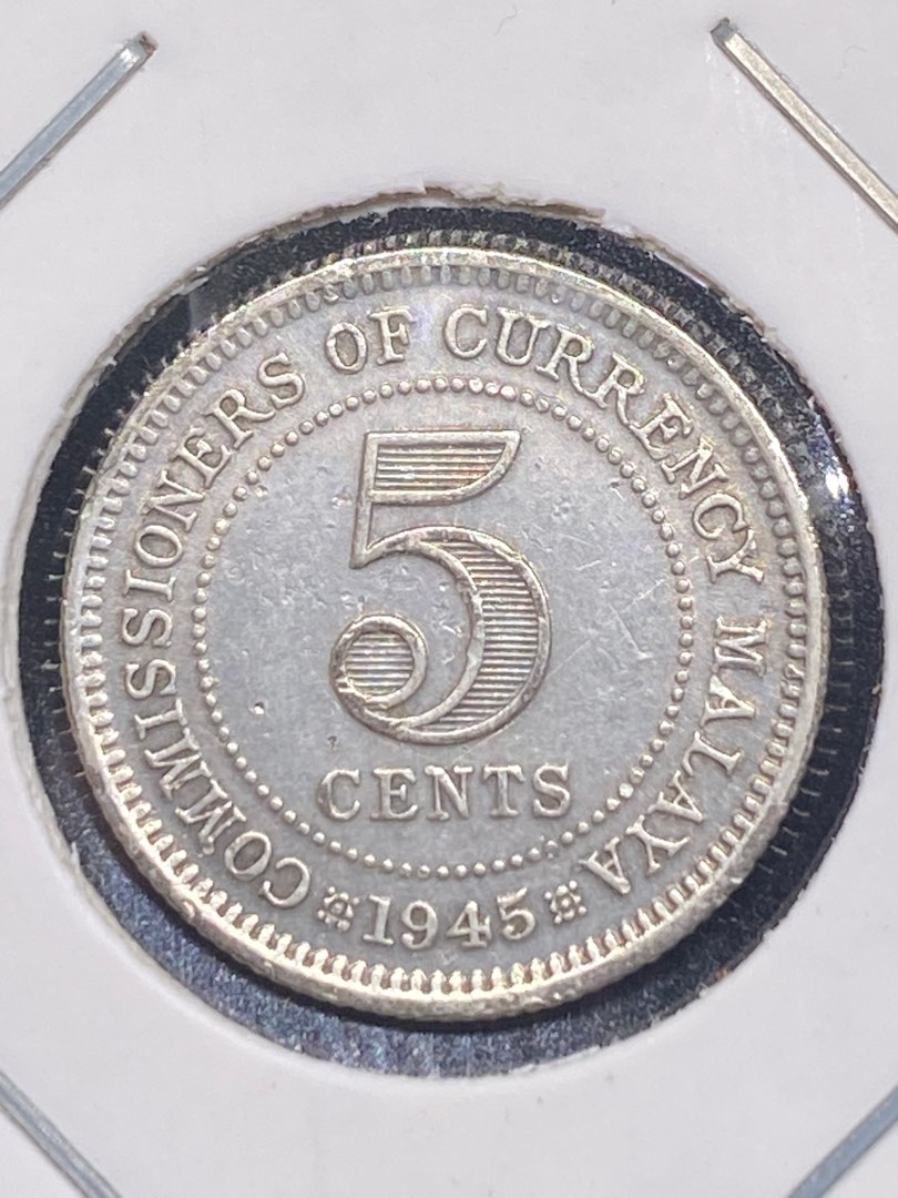 Commissioners Of Currency Malaya 5 Cents 1945 King George 6th / Silver ...