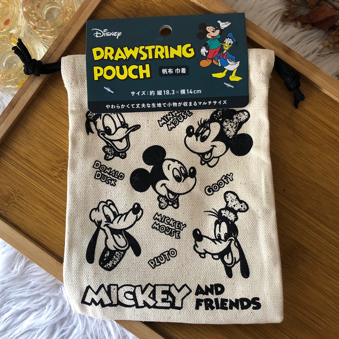 Disney Mickey Mouse and Friends Drawstring Bag Pouch, Women's Fashion ...