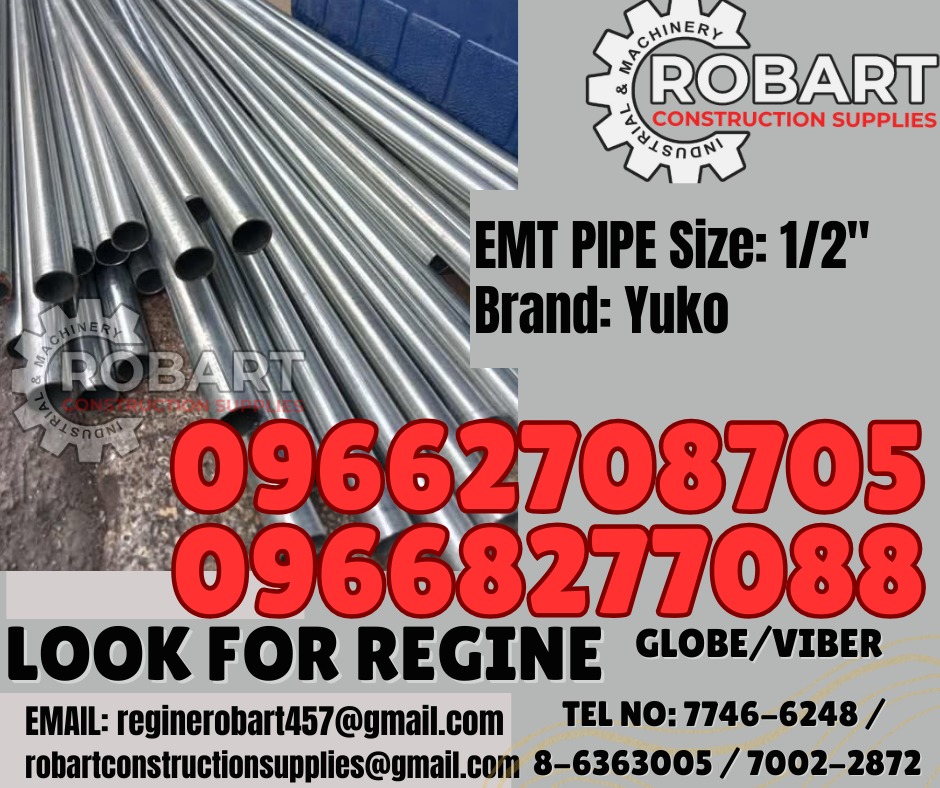 EMT PIPE Size: 1/2" Brand: Yuko, Commercial & Industrial, Industrial ...