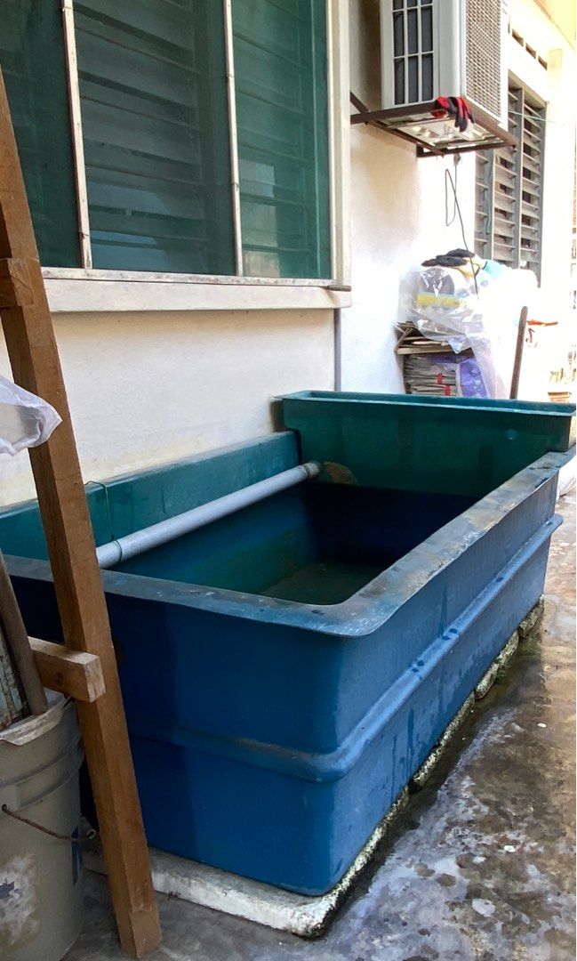 Fiber Koi Fish Pool Fish Tank Tangki Ikan + pump and filter compartment ...