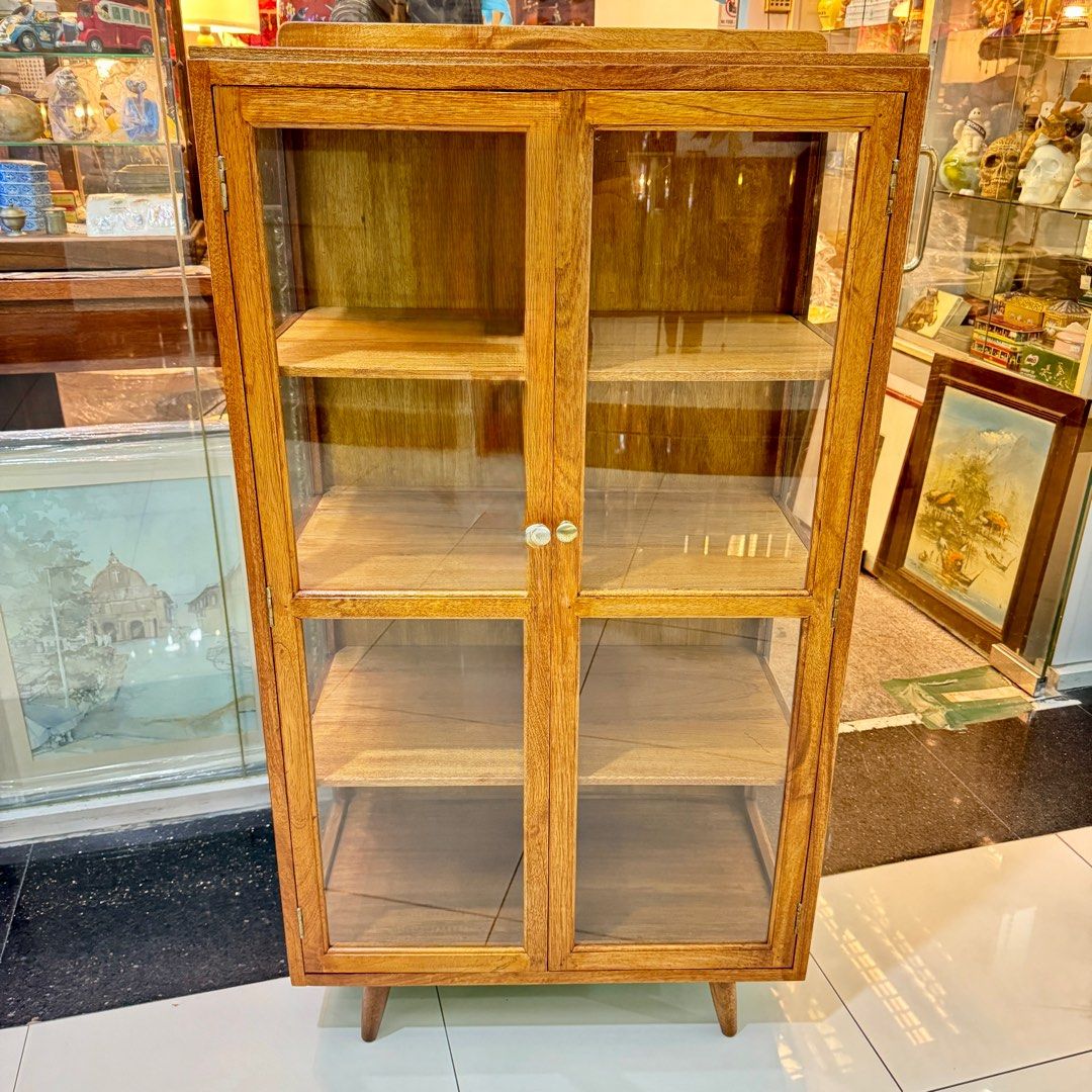 Fully-Restored Retro-Vintage Pencil-Leg Display-Showcase Side-Cabinet ...