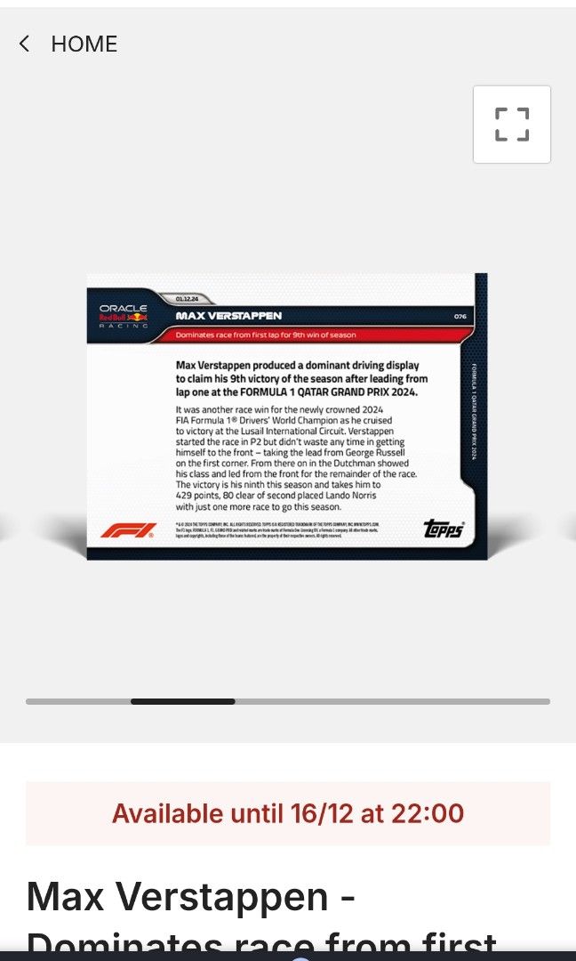 Formula 1 F1 Topps Now 2024 Charles Leclerc / Lando Norris / Alex Albon ...