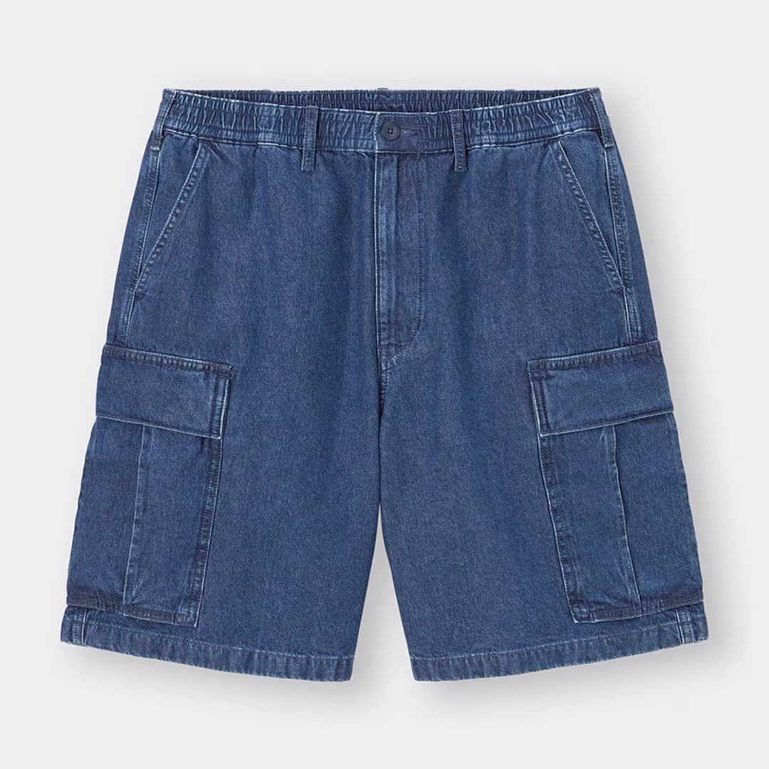 GU Denim Wide Cargo Shorts - Blue M, Men's Fashion, Bottoms, Shorts on ...
