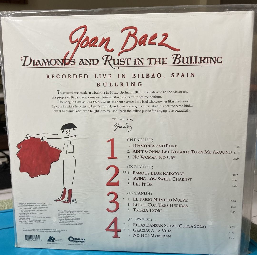 Joan Baez Diamond And Rust In The Bullring LP, Hobbies & Toys, Music ...
