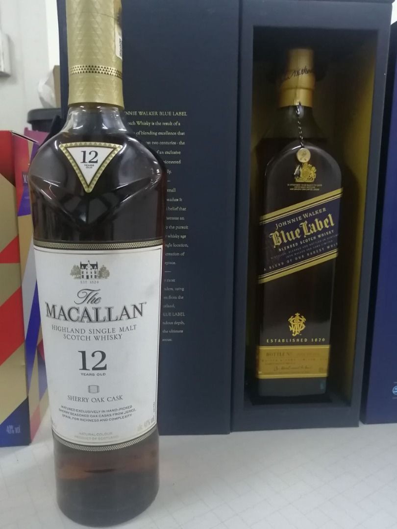 Johnnie Walker Blue Label Whisky 750ml Macallan Sherry Oak Cask 700ml ...