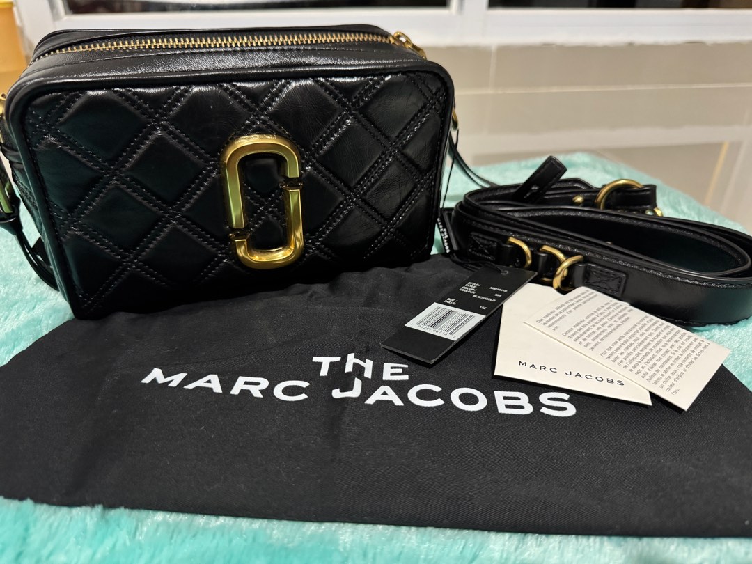 MARC JACOBS THE SOFTSHOT 21 QUILTED GHW BLACK, Barang Mewah, Tas ...
