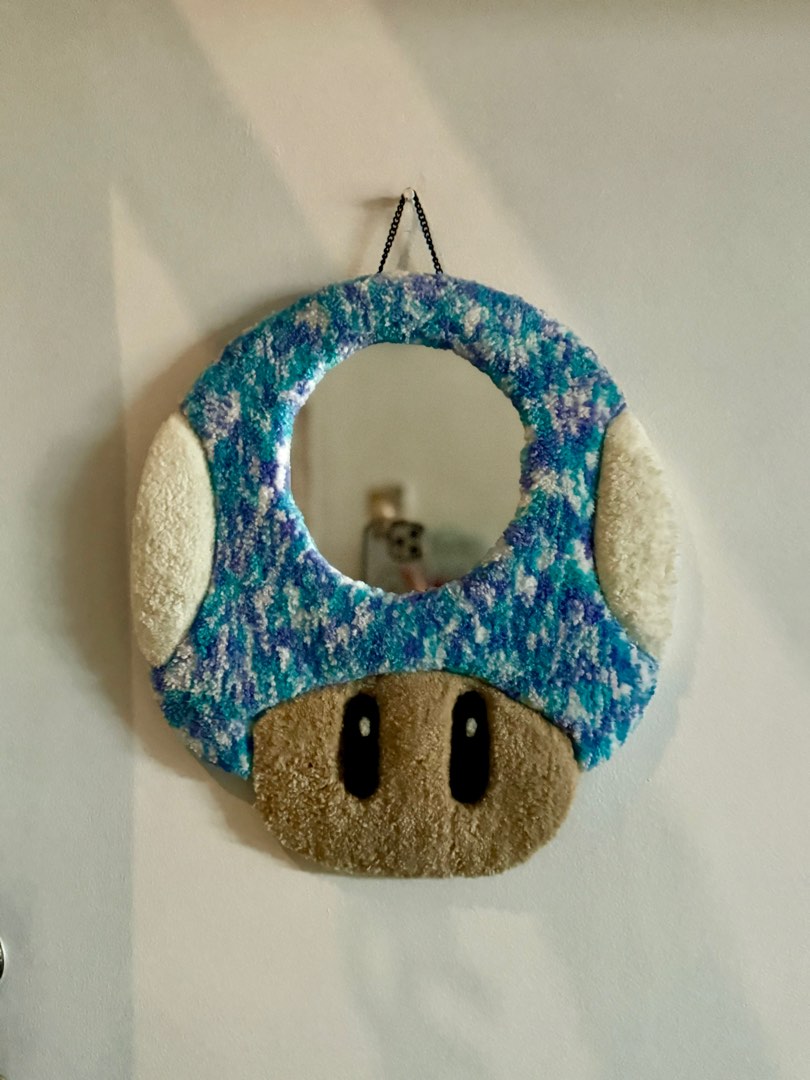 Handmade Tufted Mario Mushroom Mirror, Furniture & Home Living, Home ...