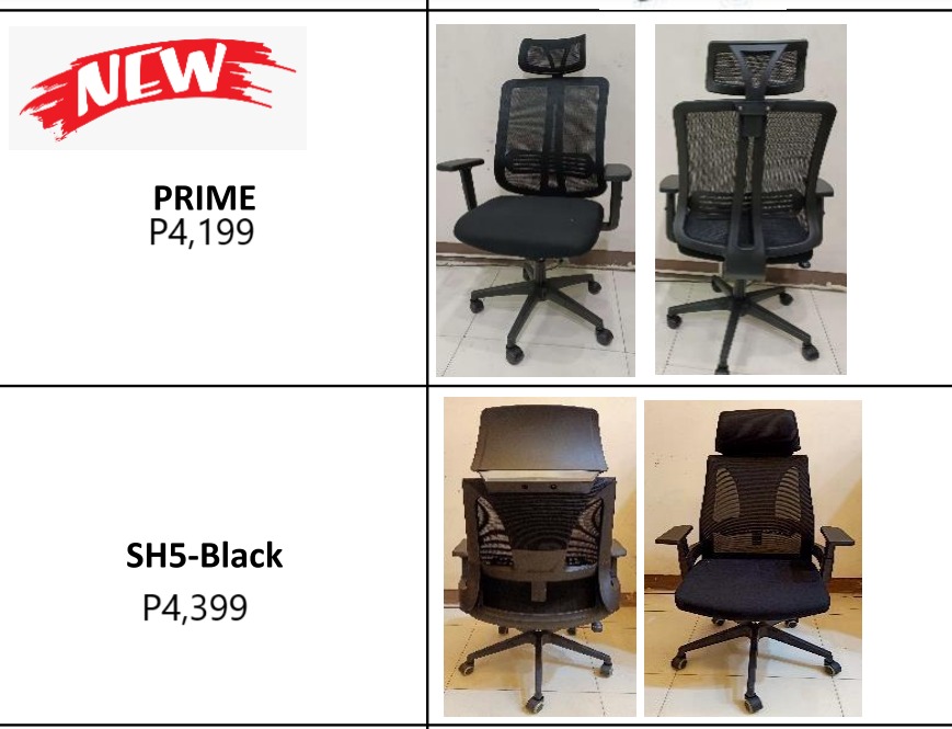 NEW PRIME High Back Office chair with Headrest and SH5-BLACK Executive ...